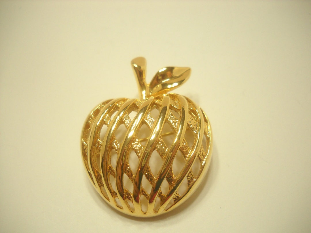Vintage Gold Tone Apple Brooch (748) - Etsy