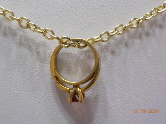 Vintage 20" Sparkly Gold Tone Sterling Chain Pendant … - Gem