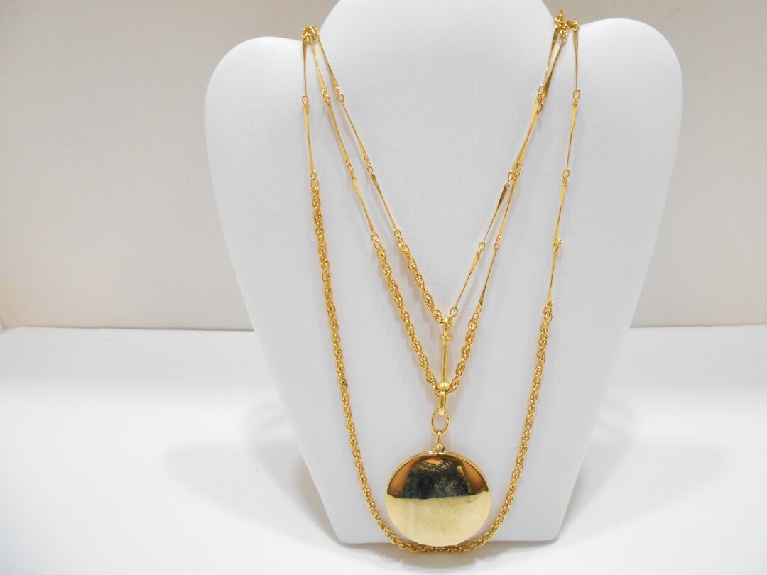 Classic Vintage Triple Strand Locket Pendant Necklace (219) Gorgeous ...