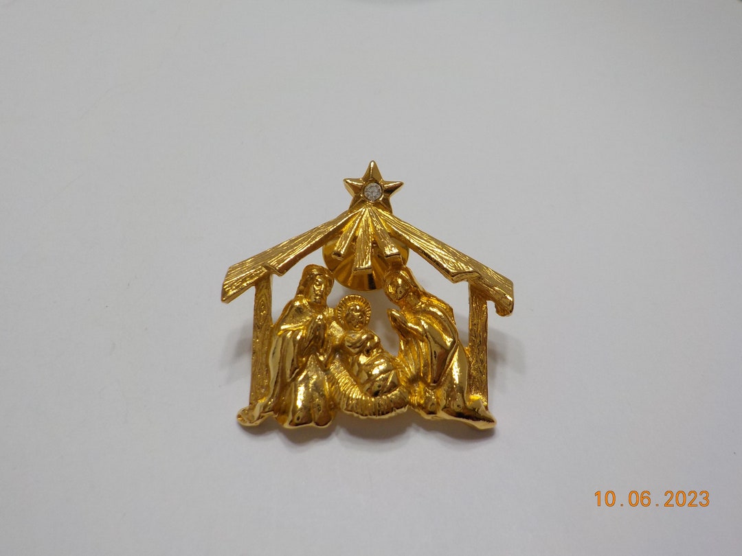 Vintage Nativity Scene Lapel Pin (1686/1692/3832/5314/8059) Rhinestone ...