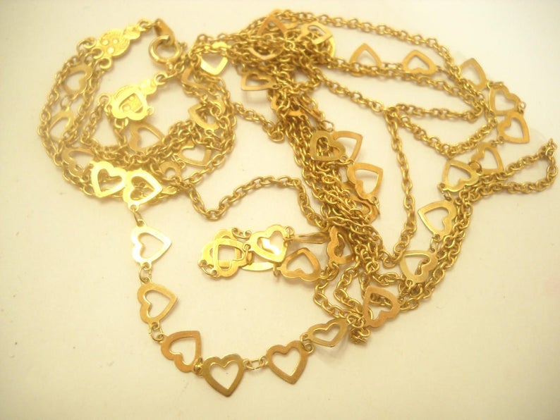 Vintage Triple Strands Chain Necklace 6331 Middle Strand is - Etsy