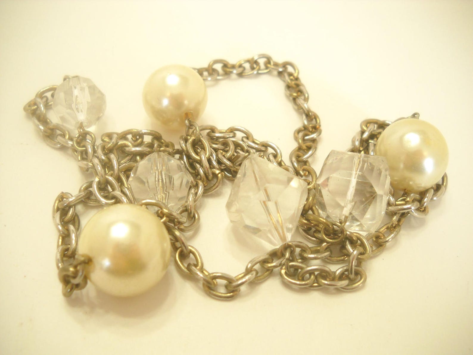 Vintage 37" Faux Pearl & Crystal Necklace (6275) 18mm Faux Pearls - Etsy