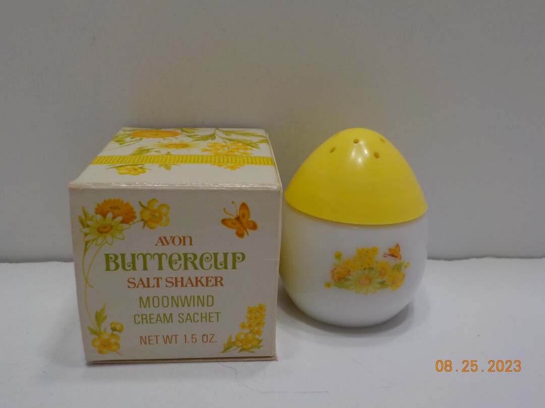 Vintage 1974 Avon Buttercup Salt Shaker (35) Moonwind Cream Sachet - Etsy