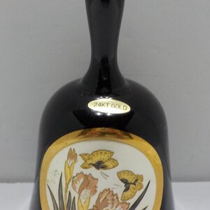 Vintage the Art of Chokin Hand Bell (6) Flowers and Butterflies--24k ...
