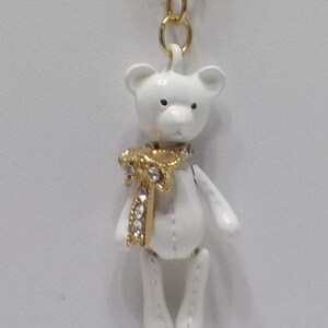 Vintage Enamel Bear Pendant Necklace (483) Rhinestone Bow and Collar ...