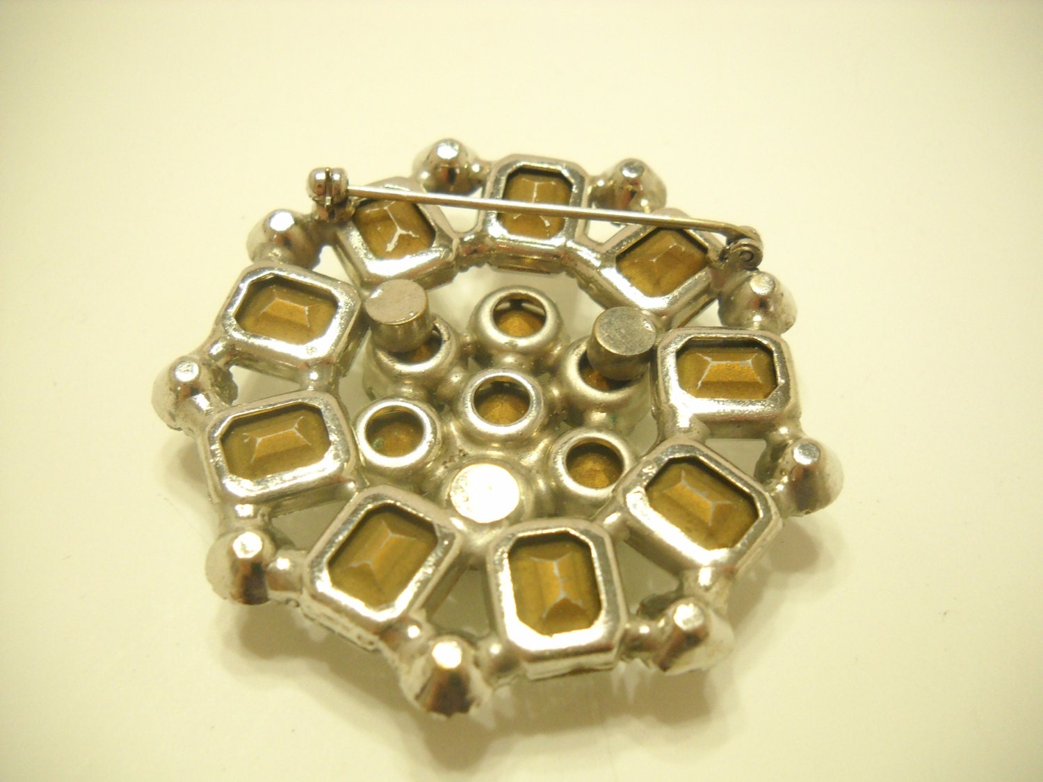 Vintage Large 2 Diameter Foil Back Rhinestone Brooch - Etsy