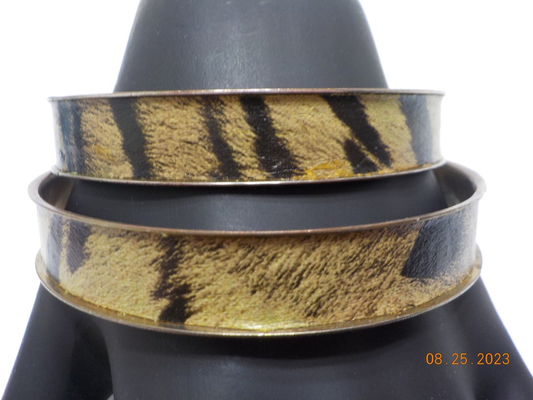 Vintage Leopard Print Bangles (2462) Gold Tone Metal - Etsy