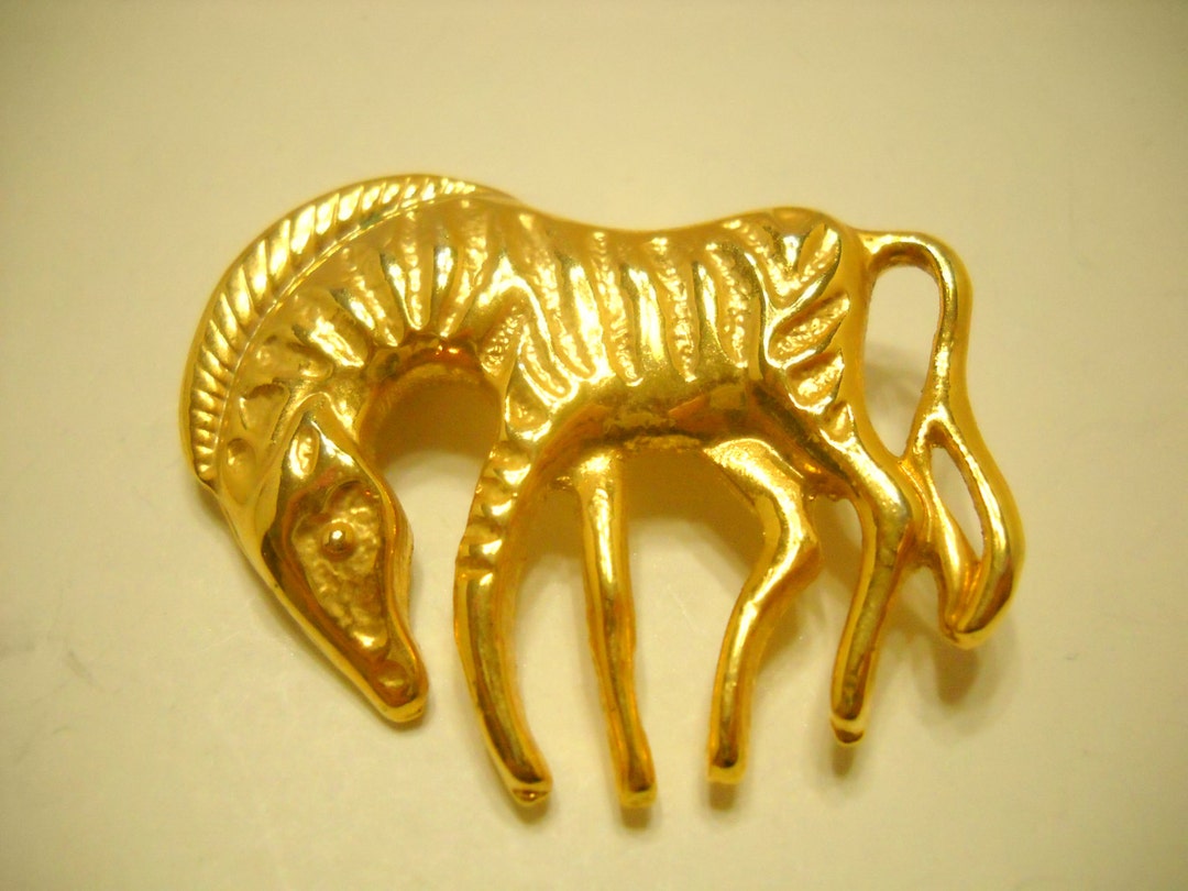 Vintage Gold Tone Zebra Brooch (5816) - Etsy