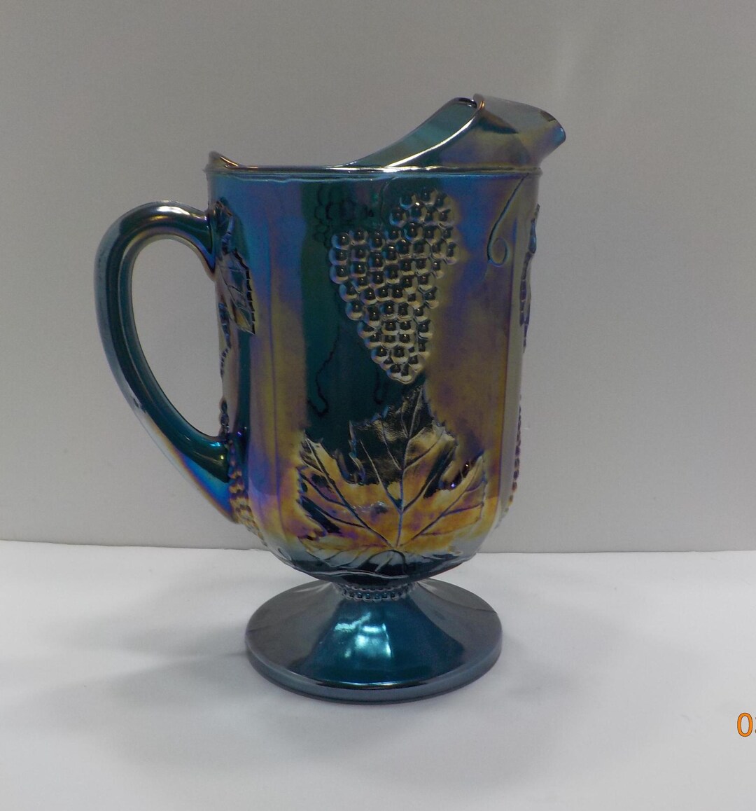 Vintage Iridescent Carnival Glass Pitcher--grape Cluster--64 Oz ...