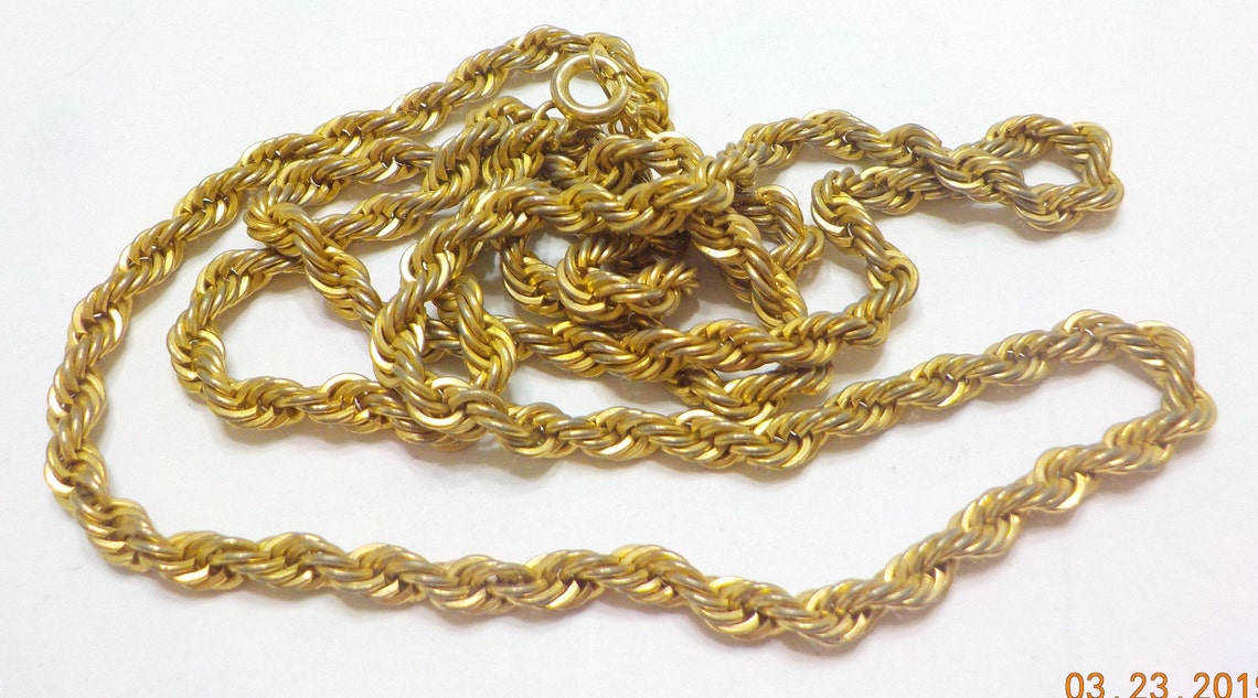 Vintage 30" Gold Tone Twisted Chain Necklace (8977) - Etsy