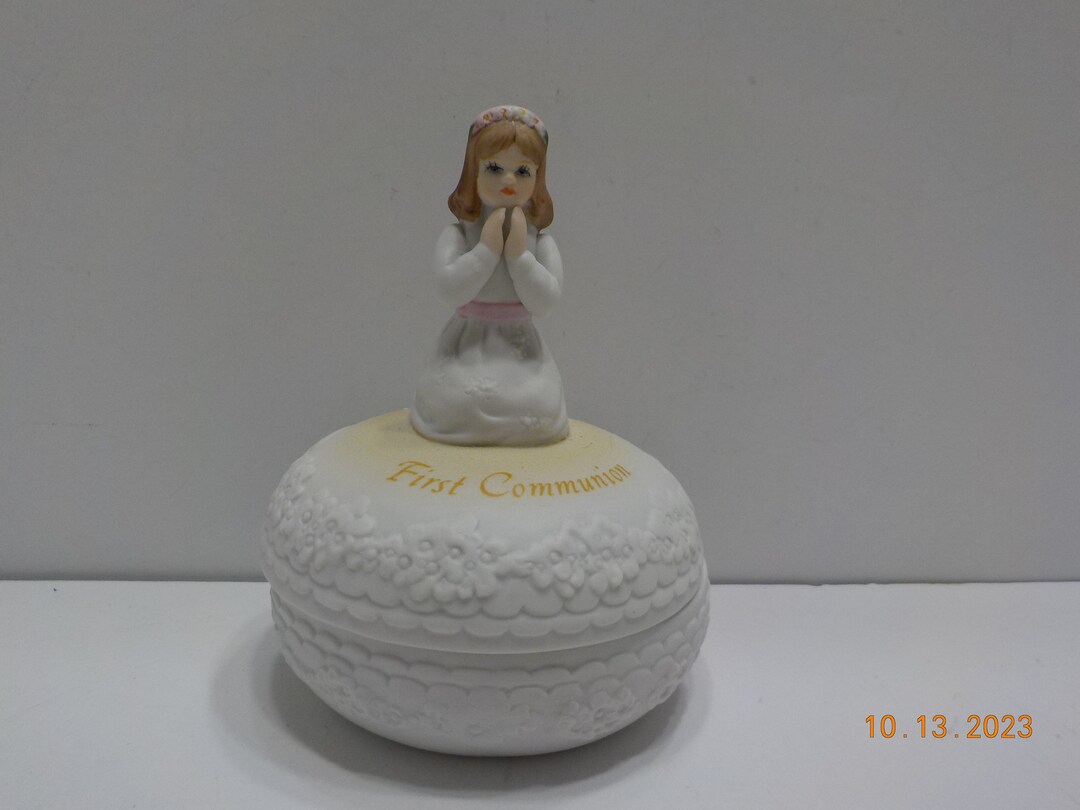 Vintage Enesco Holy First Communion Trinket Dish (19) Little Girl ...