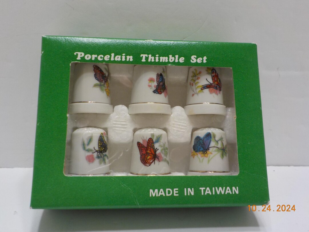 Vintage Porcelain Thimble Set (32) Six Butterfly Thimbles - Etsy