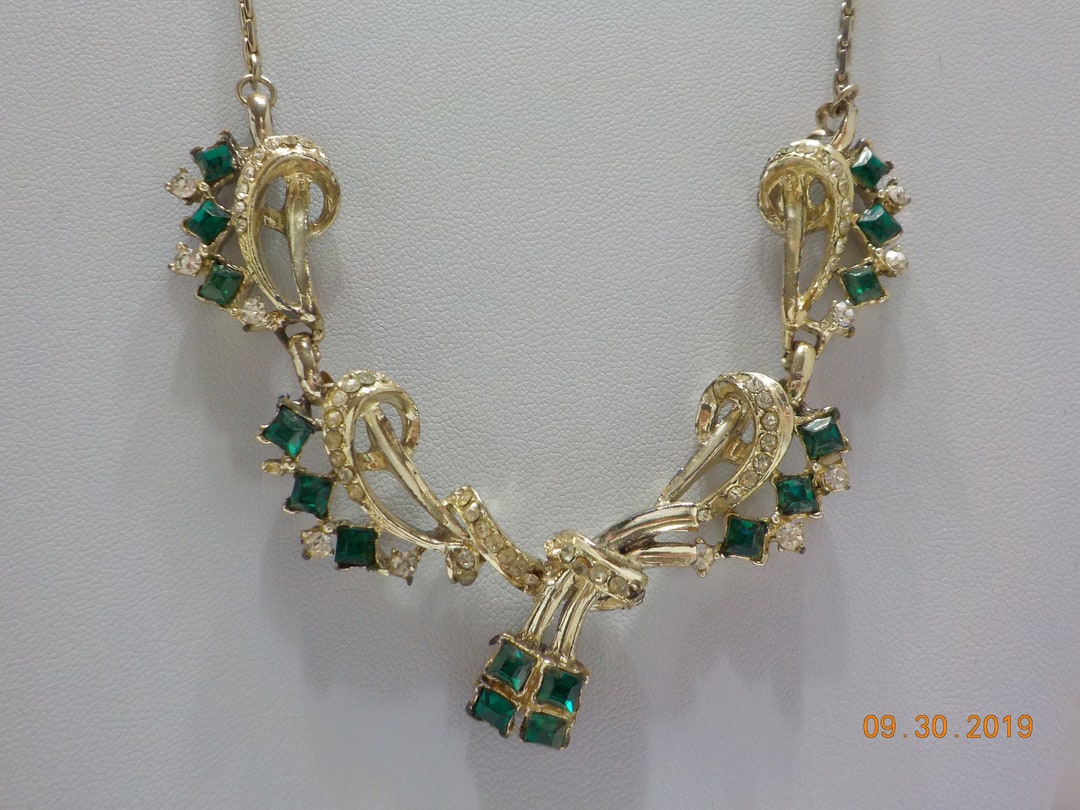 Gorgeous Green Rhinestone Choker Necklace (4186) Classic! - Etsy