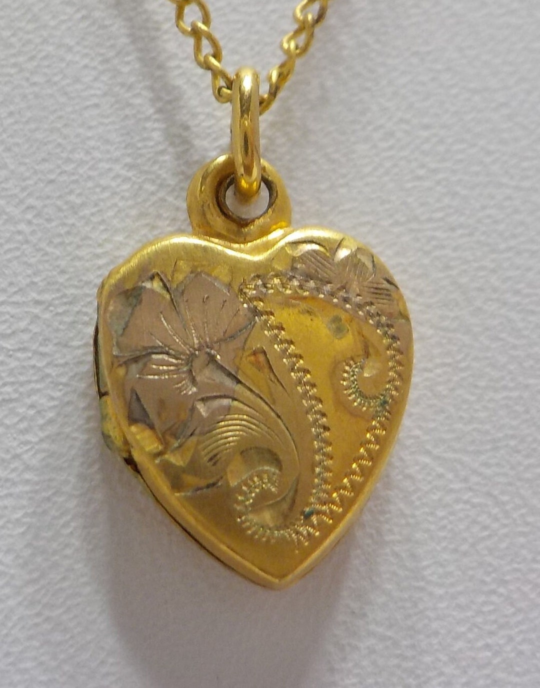 Vintage H.F.B. Child's Tiny Heart Locket Pendant 5612 1/20 12K Gold ...