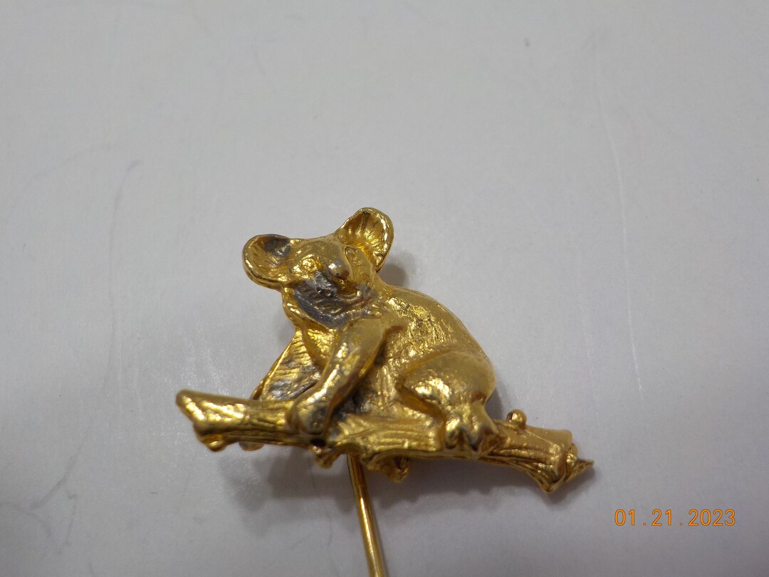 Vintage Tiny Gold Tone Koala Bear Stick Pin (7474) 1/2" Pin - Etsy
