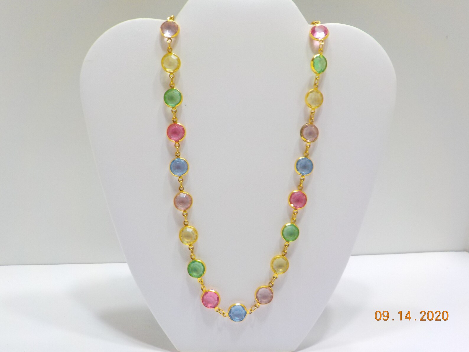 Vintage 32" Austrian Crystal, USA, Bezel Set Necklace (5583) Faceted ...