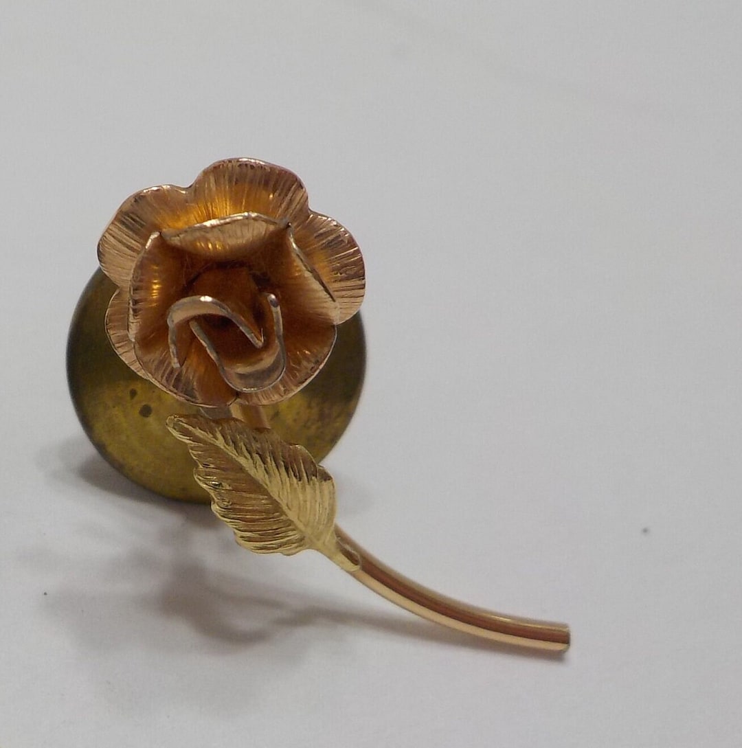 Vintage Krementz 14K Gold Overlay Rose Lapel Pin (4781/4782) - Etsy