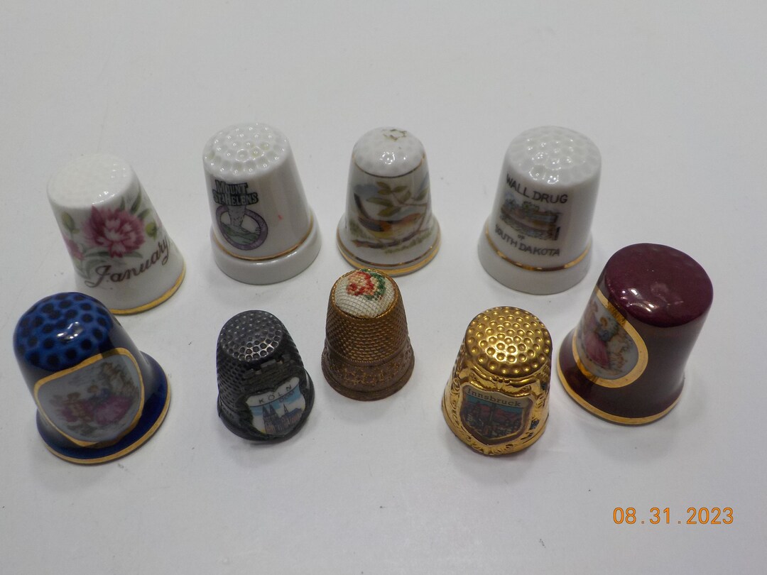 Vintage Lot Nine Souvenir Thimbles (3001) Porcelain & Metal - Etsy