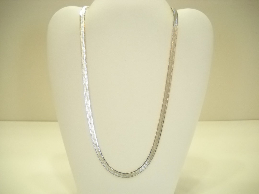 Vintage 18" Flat Silver Tone Chain Necklace (8185) - Etsy