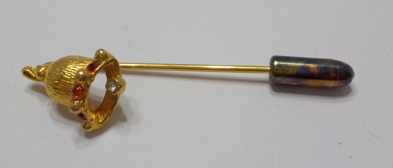 Vintage Tiny Gold Tone Bell Stick Pin (8528) Rhinestones - Etsy
