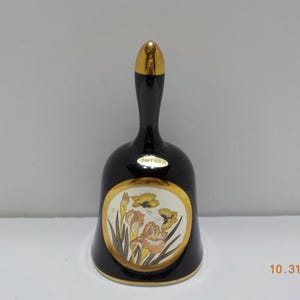 Vintage the Art of Chokin Hand Bell (6) Flowers and Butterflies--24k ...