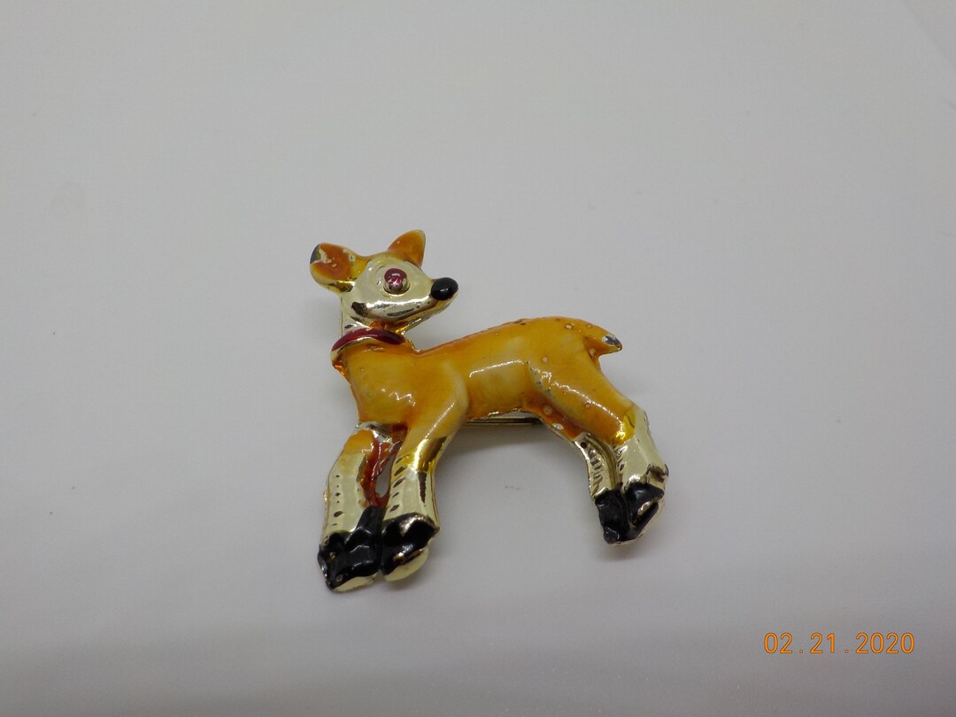 Vintage Enamel Fawn Brooch (6047/6051) Baby Deer - Etsy