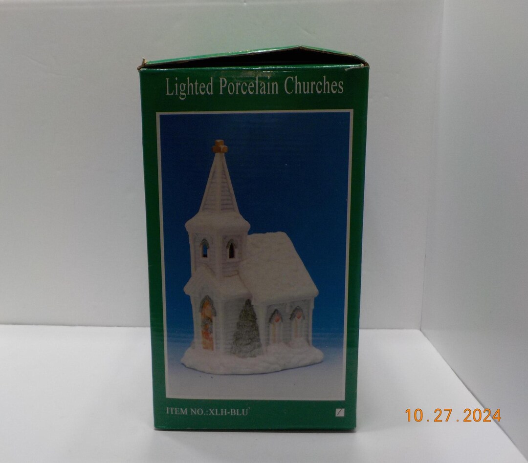 Vintage Lighted Porcelain Church--sparkly Snow - Etsy