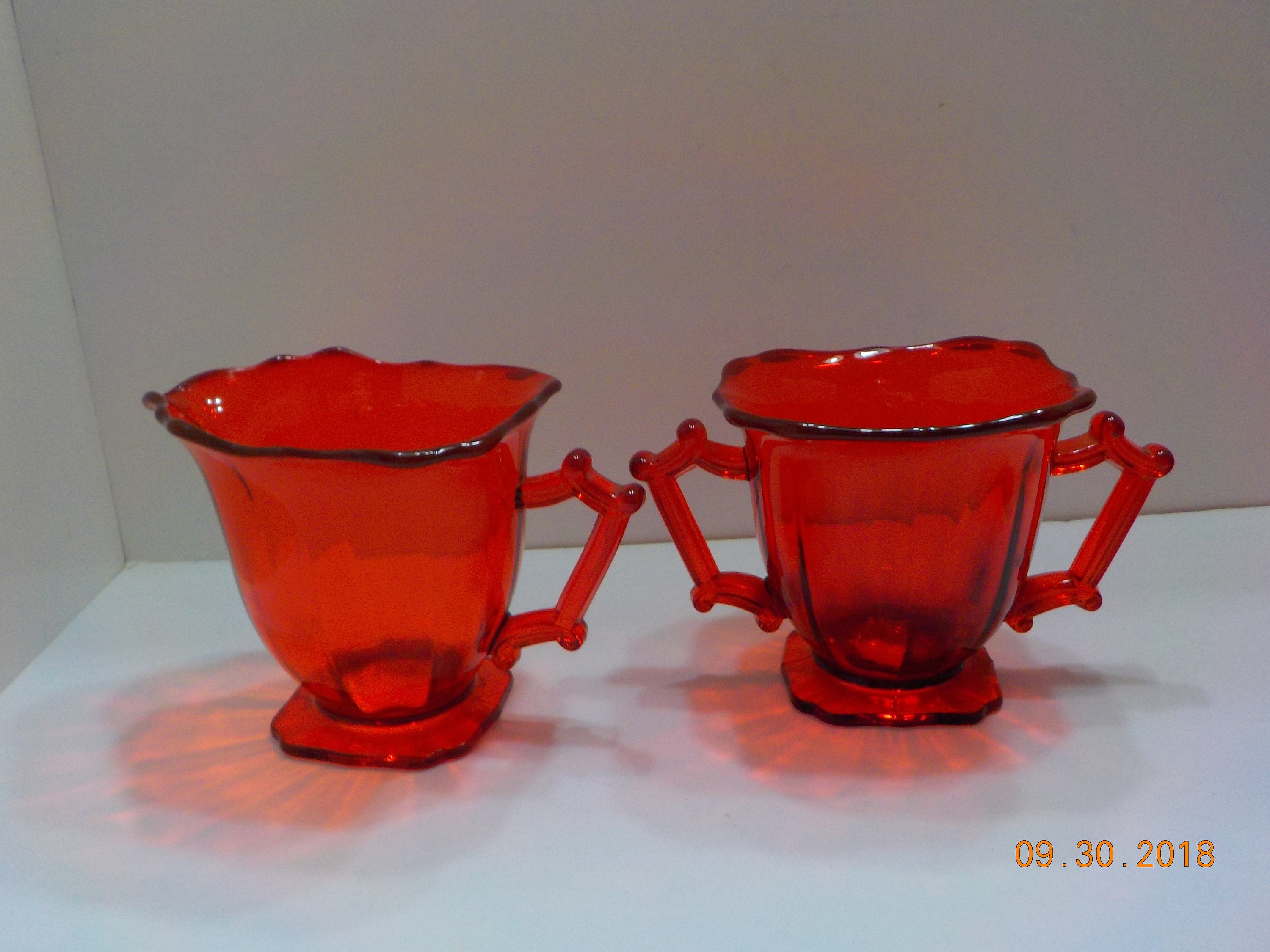 Vintage Ruby Red Indiana Glass Sugar & Creamer Set 3-A - Etsy