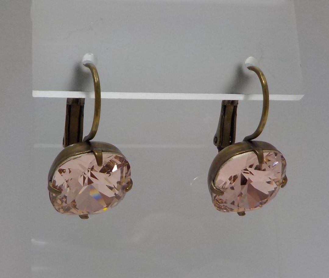 Vintage Liz Palacios Swarovski Astral Pink Crystal Earrings 537 Pierced Leverback Earrings - Etsy