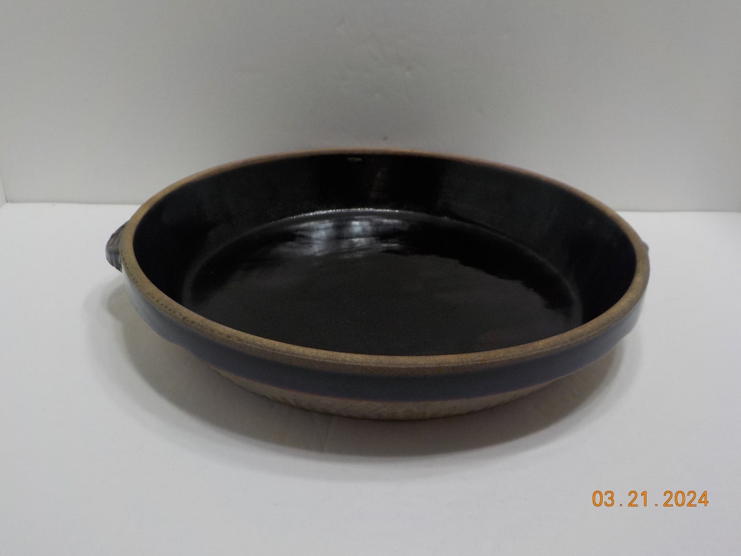 Vintage Cook-rite Cookin-ware 10" Stoneware Pie Plate With Handles--pat ...