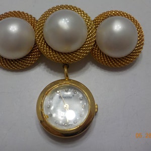 Gorgeous Vintage Bonetto Watch Brooch (562) Large Mother of Pearls ...
