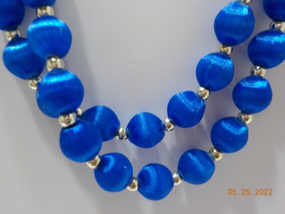 Vintage 30" Single Strand Royal Blue String Beaded Ne… - Gem