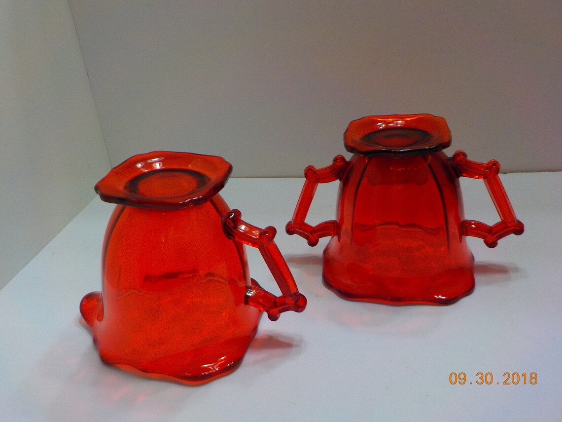 Vintage Ruby Red Indiana Glass Sugar & Creamer Set 3-A - Etsy