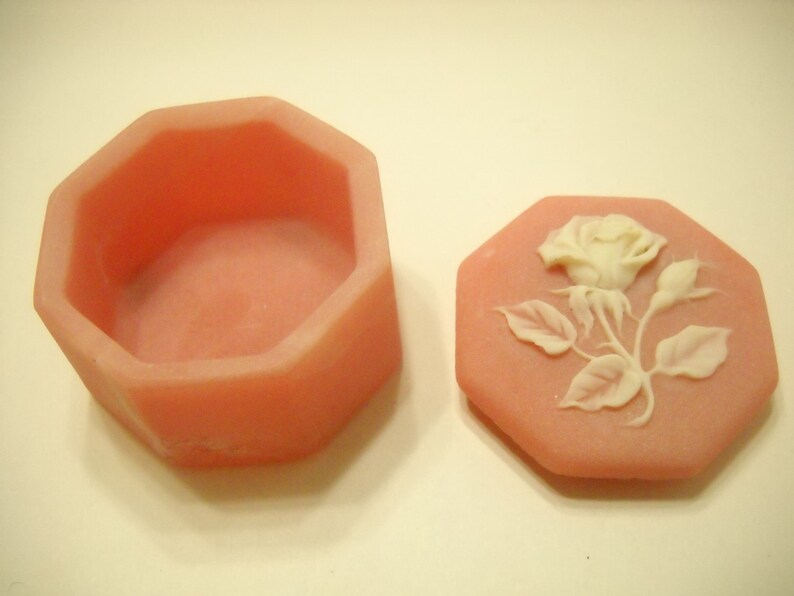 Vintage 1991 Rose Trinket Box Pink Octagonal Incolay 13 | Etsy