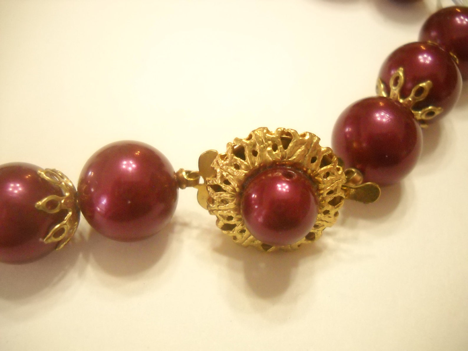 Vintage 22" Crystal & Maroon Beaded Necklace (6113) Gorgeous! - Etsy