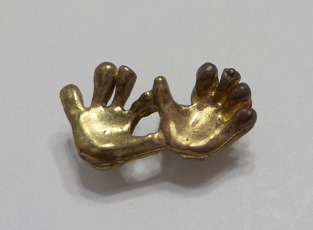 Vintage Gold Tone Open Hands Lapel Pin 8949 - Etsy