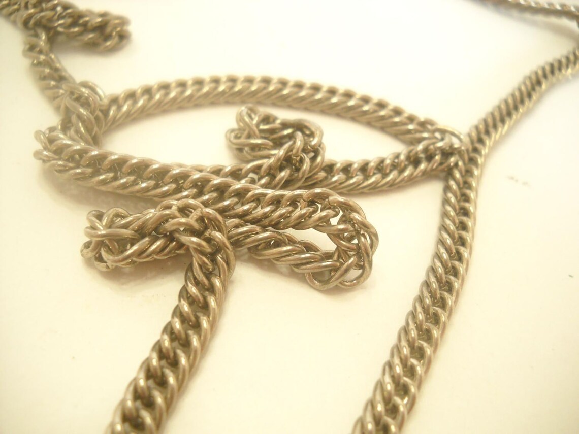 Vintage 50 Sterling Silver Plate Chain Necklace 6390 | Etsy