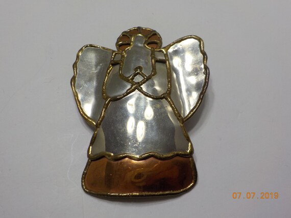 Vintage Large Copper & Tin Angel Brooch/Pendant (915) - Gem