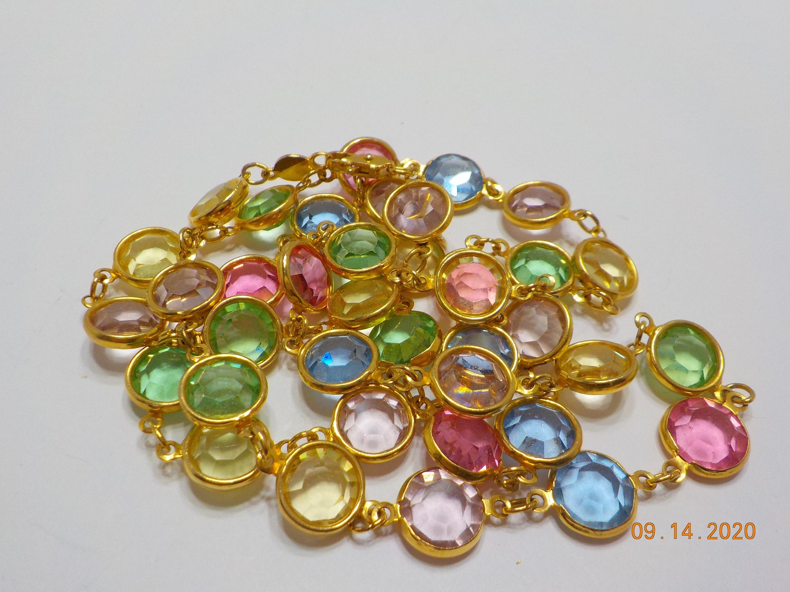 Vintage 32" Austrian Crystal, USA, Bezel Set Necklace (5583) Faceted ...