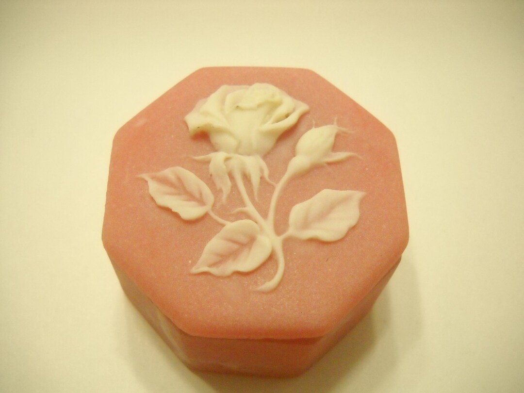 Vintage 1991 Rose Trinket Box, Pink Octagonal Incolay (13) Made in ...