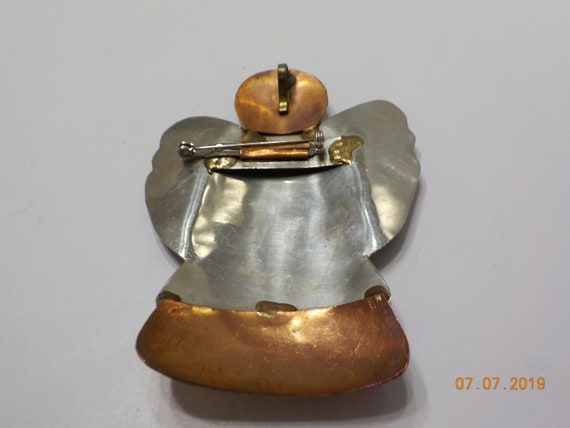 Vintage Large Copper & Tin Angel Brooch/Pendant (915) - Gem