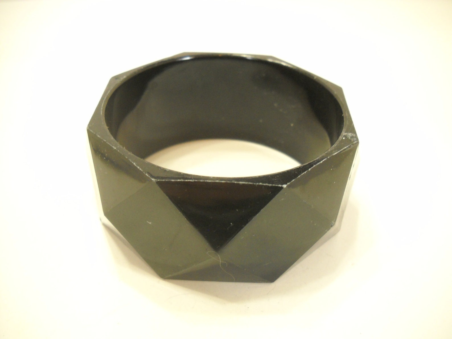 Vintage Black Plastic Faceted Bangle Bracelet (8900) - Etsy