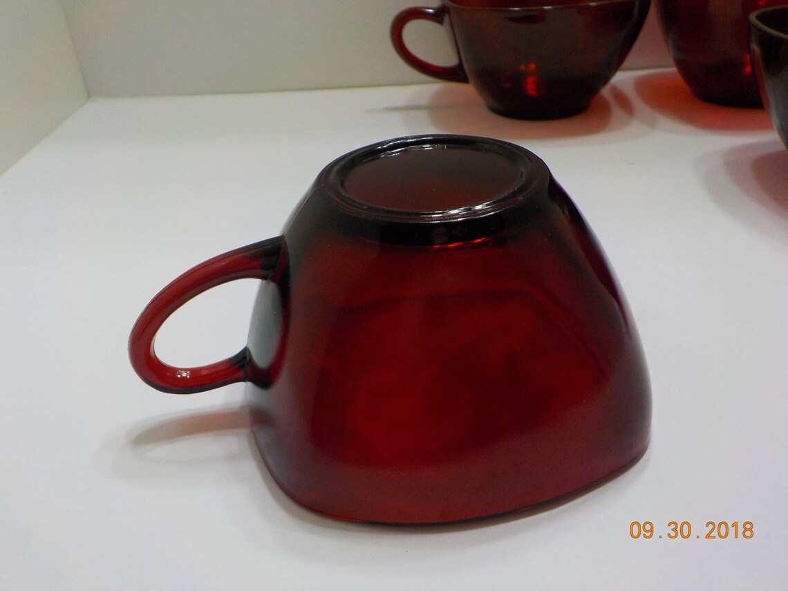 Four Vintage Ruby Red Indiana Glass Coffee Cups 1-A Anchor | Etsy