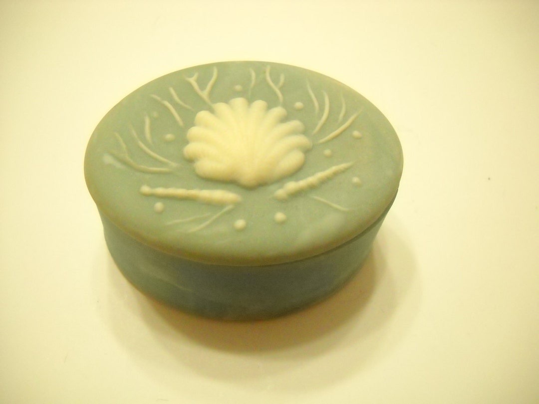 Vintage 1970s Light Blue Oval Incolay Trinket Box 15 Design Gifts Int ...