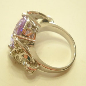 Gorgeous Vintage Light Amethyst Ring Adorned With Clear Rhinestones ...