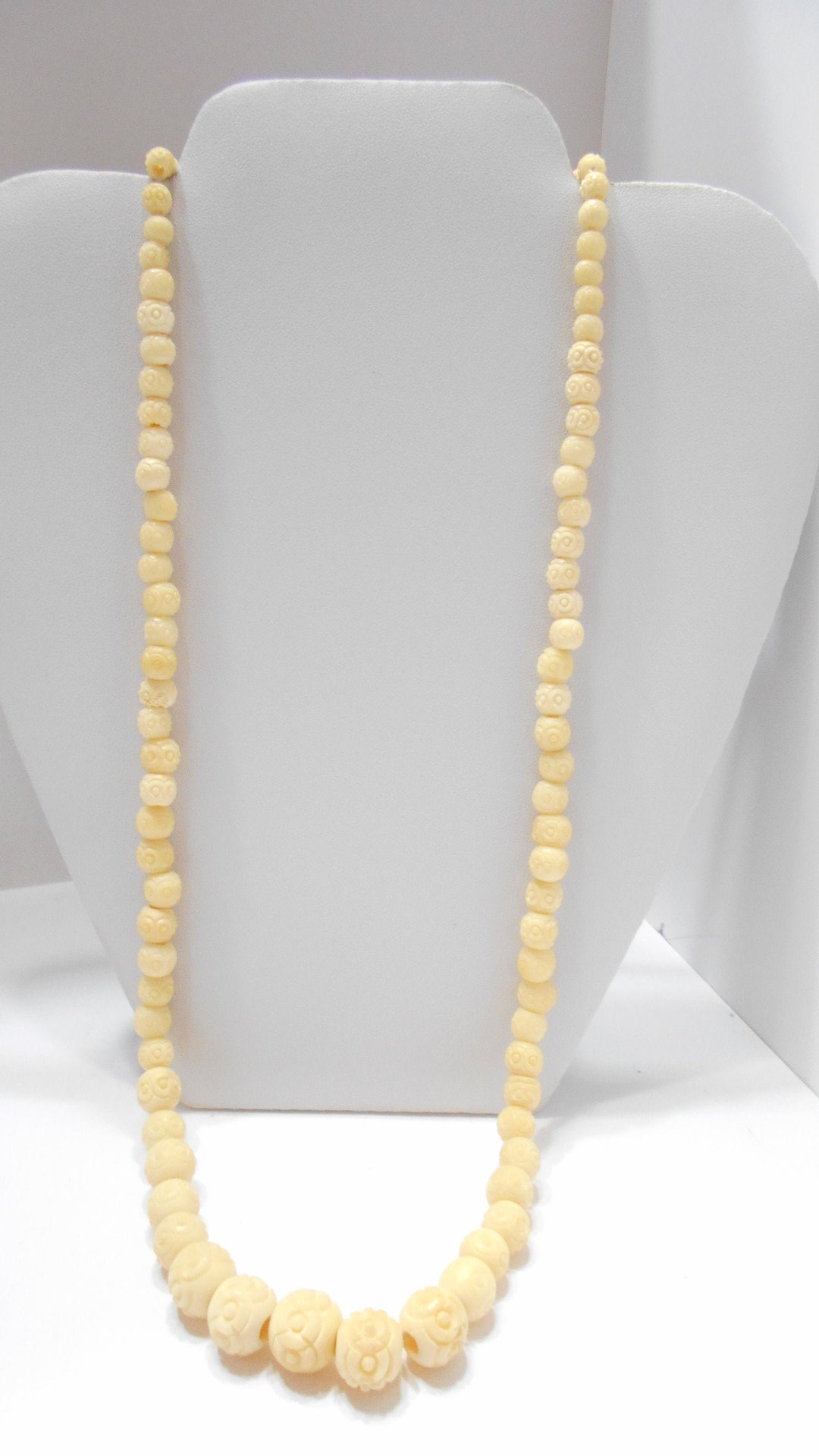 Vintage 26 Beige Beaded Necklace 6010 Beads With - Etsy UK