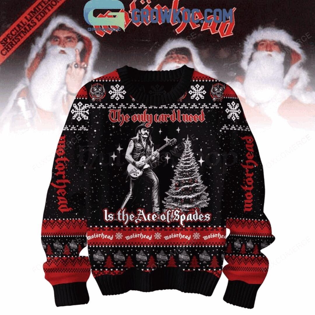 Motorhead Inspired “ace Spades Card” Holiday Ugly Christmas Sweater - Etsy