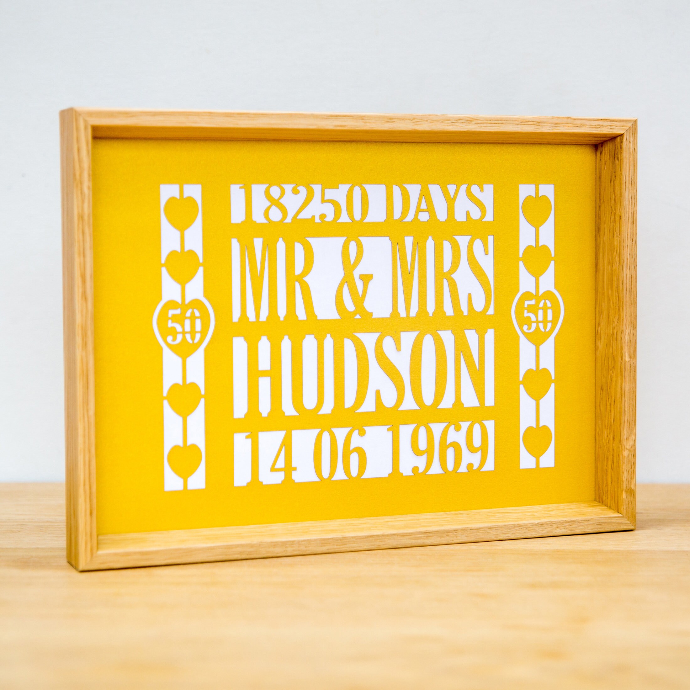 Paper Cut Golden Wedding 50th Anniversary Luminary - Etsy UK