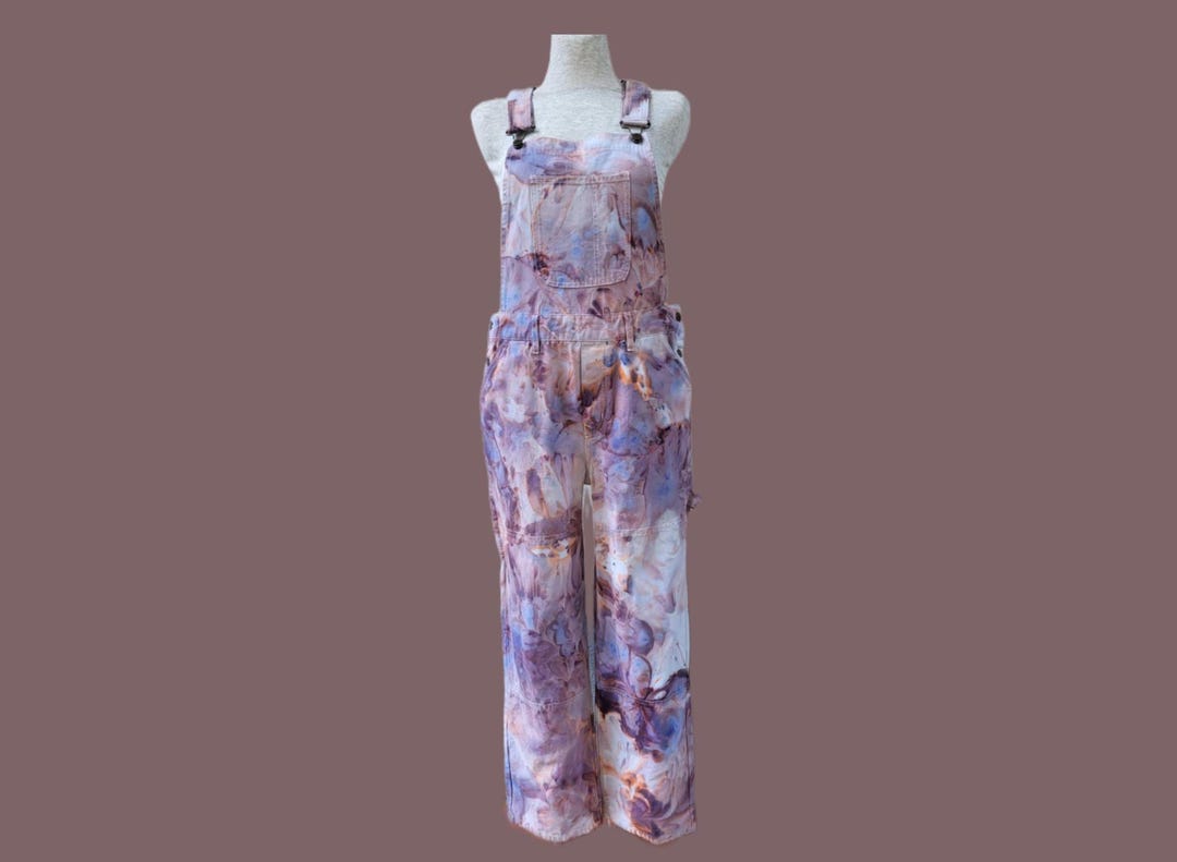 Tie Dye Overall Batik Denim Dungarees Dusty Pink and Purple Ice Dye ...
