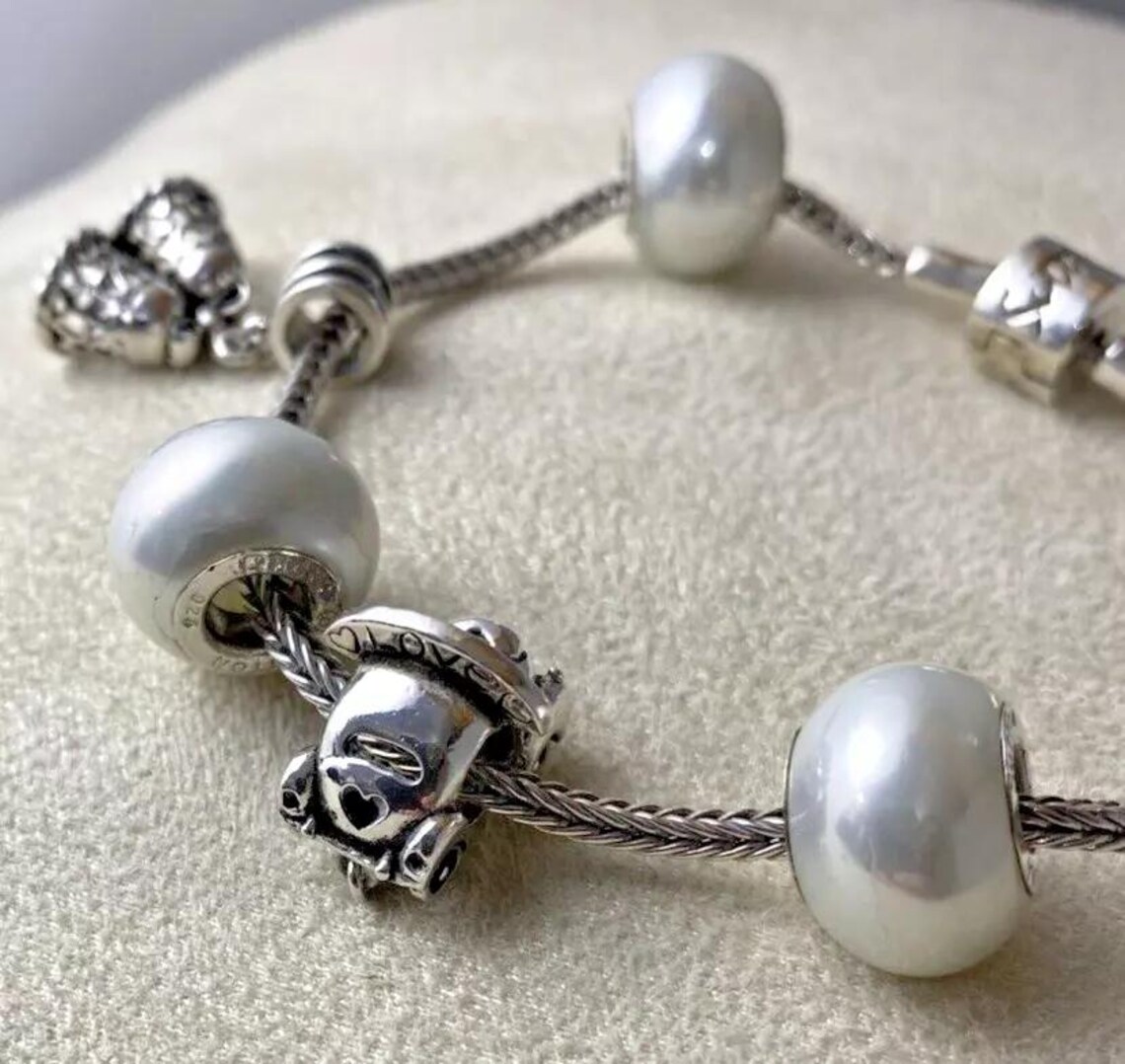Rhona Sutton 925 Sterling Silver 19cm Charm Bracelet & 7 Charms Wedding ...
